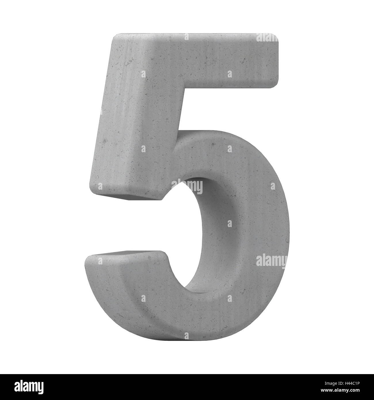 left leaning 3d gray concrete number 5, 3D rendering graphic isolated ...