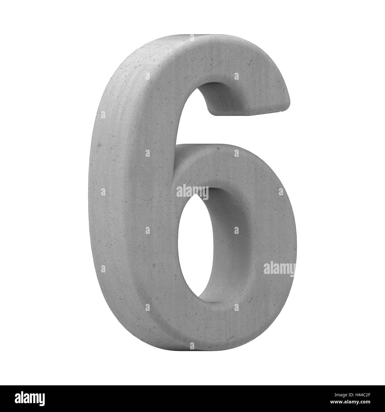 left leaning 3d gray concrete number 6, 3D rendering graphic isolated ...