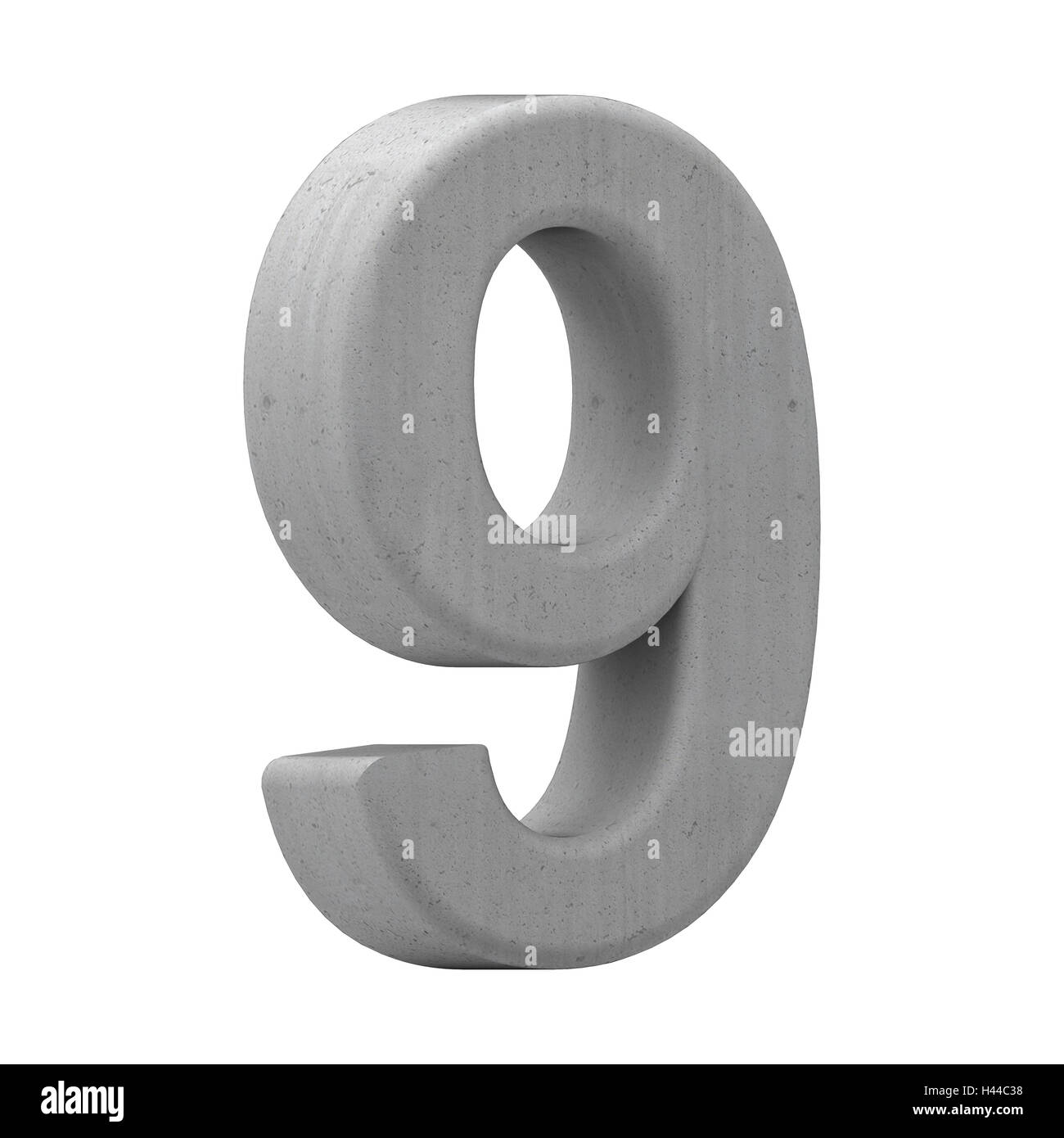 left leaning 3d gray concrete number 9, 3D rendering graphic isolated ...