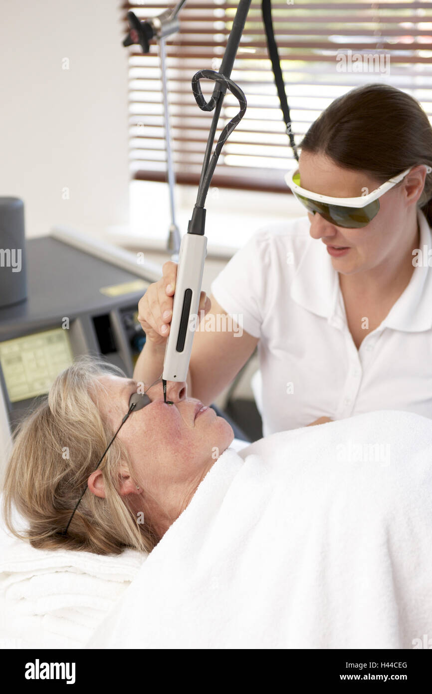 Medical spa, therapy, beautician, woman, look, laser treatment, broom ...