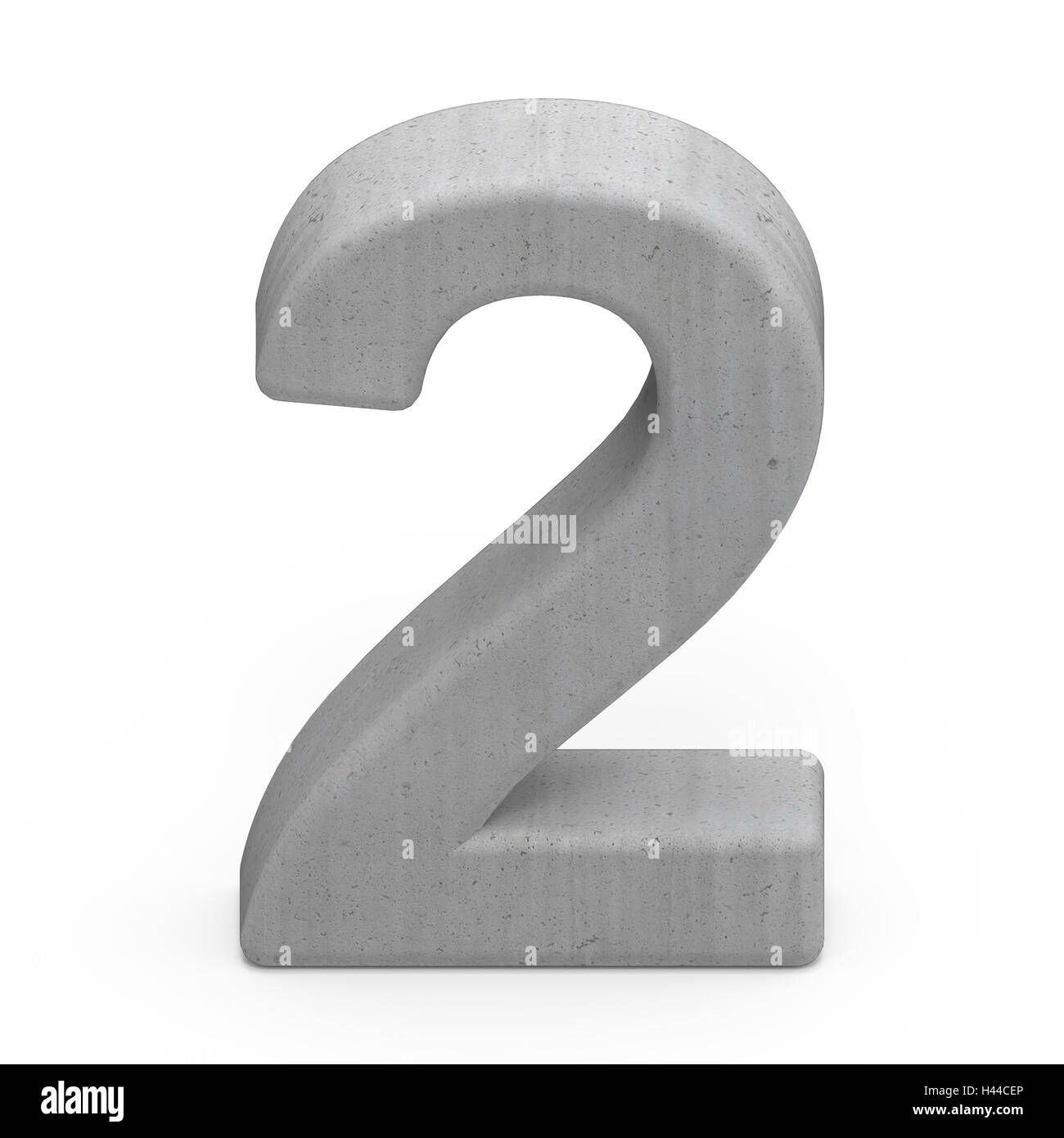 3d gray concrete number 2, 3D rendering graphic isolated on white ...