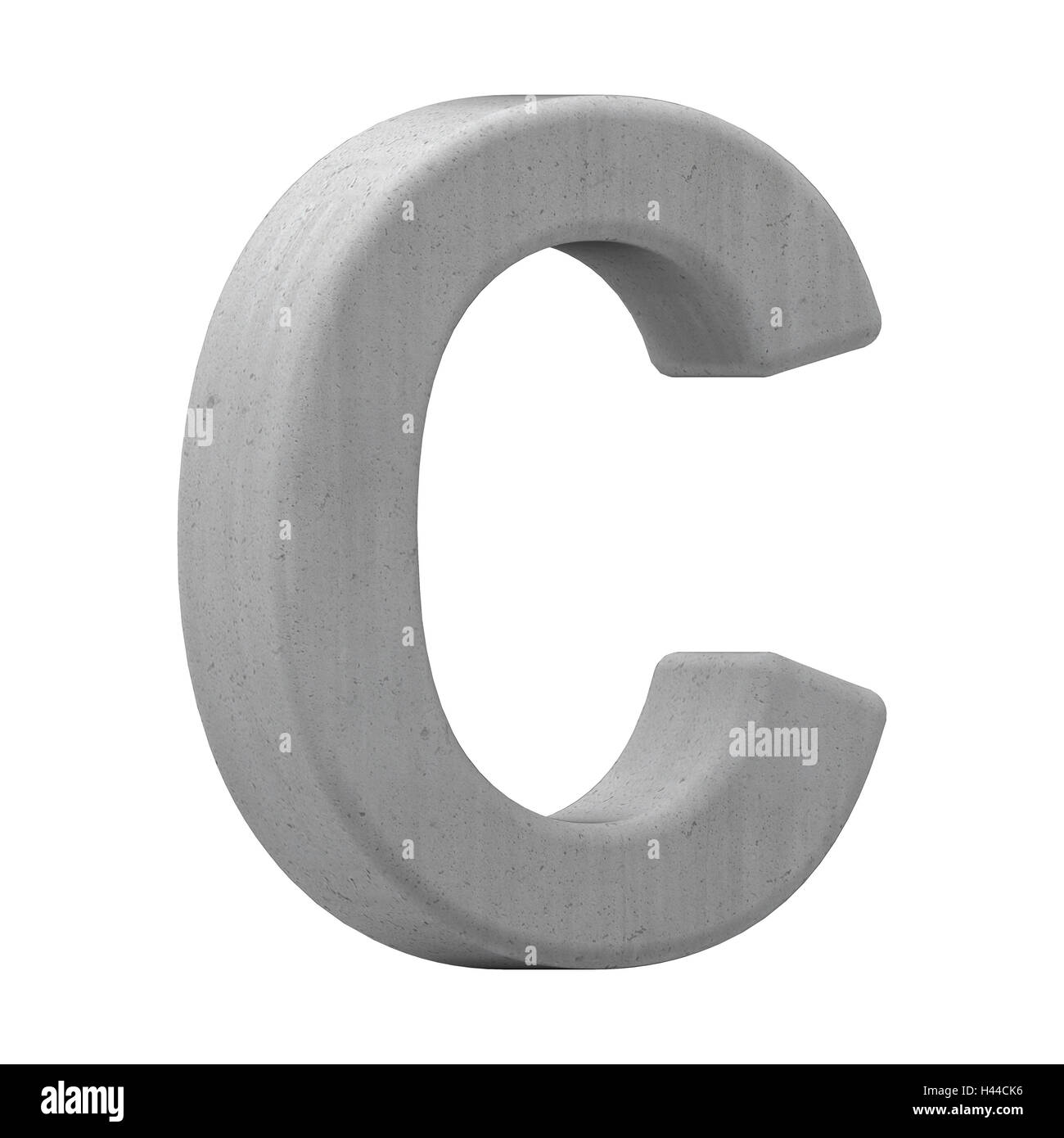 left leaning 3d gray concrete letter C, 3D rendering graphic isolated ...