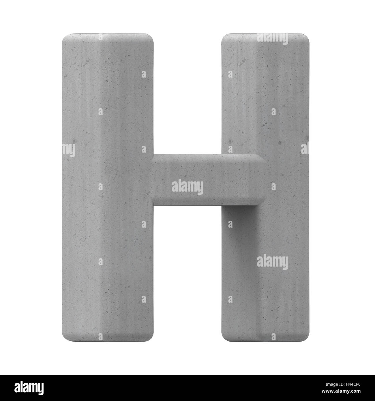 left leaning 3d gray concrete letter H, 3D rendering graphic isolated ...