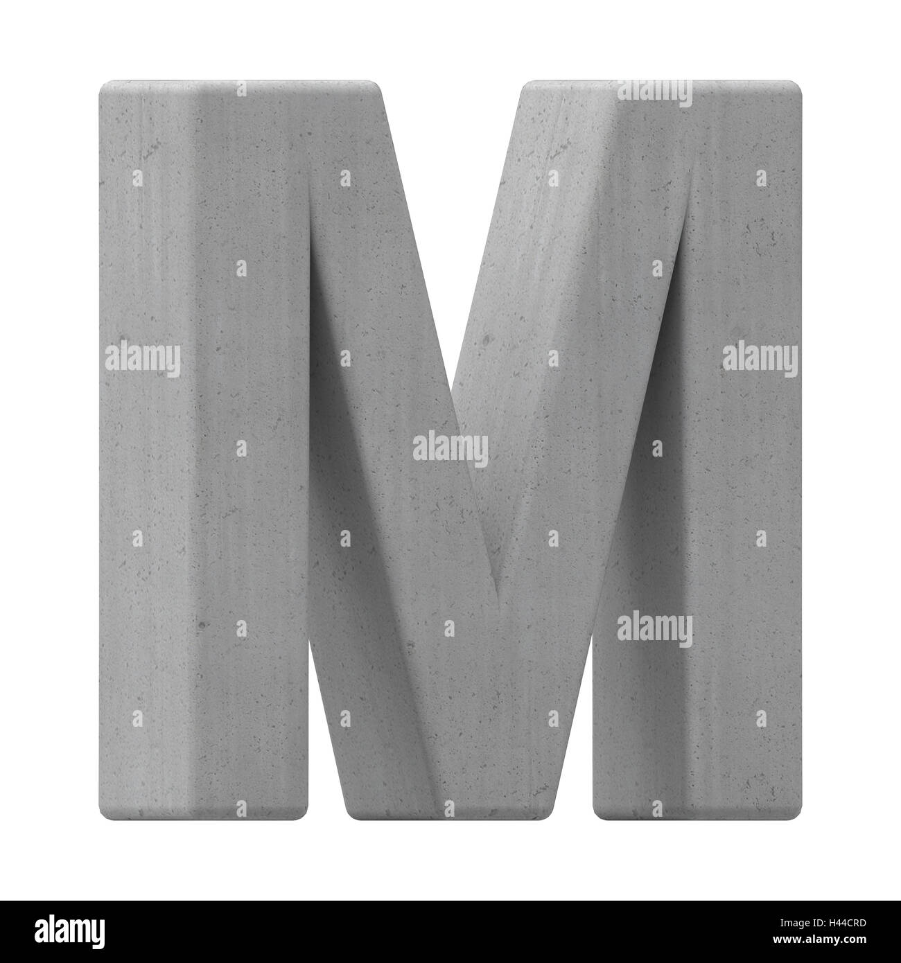 left leaning 3d gray concrete letter M, 3D rendering graphic isolated ...