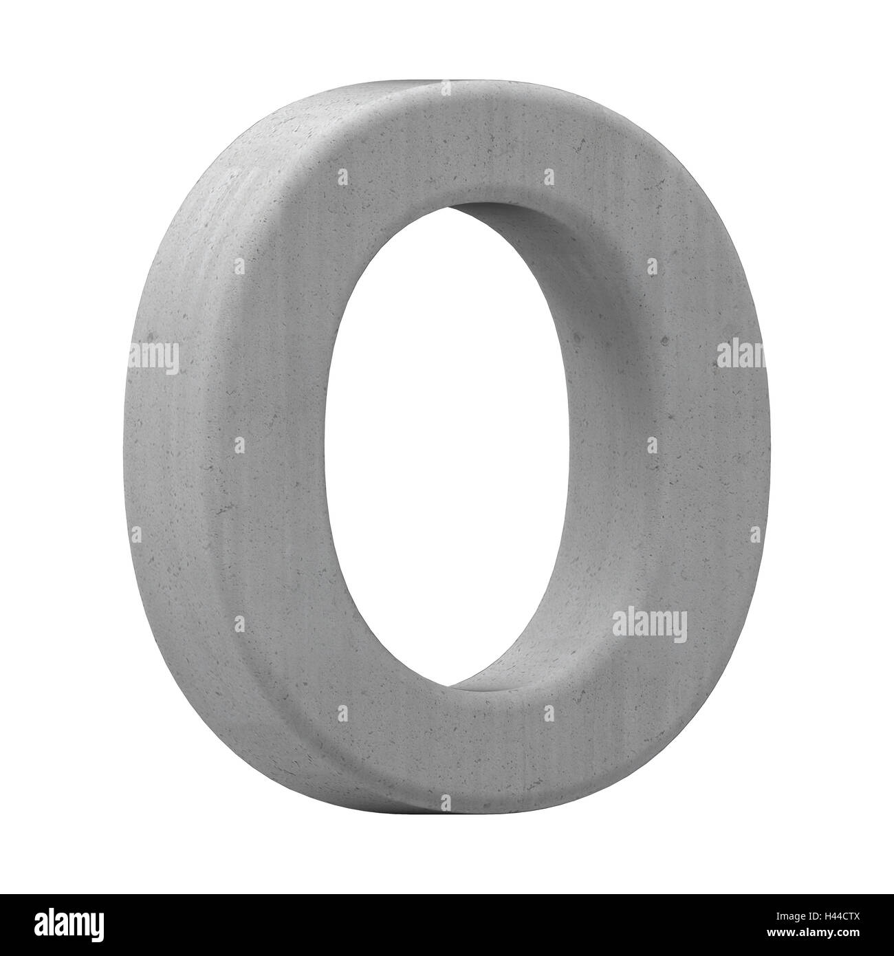 left leaning 3d gray concrete letter O, 3D rendering graphic isolated ...