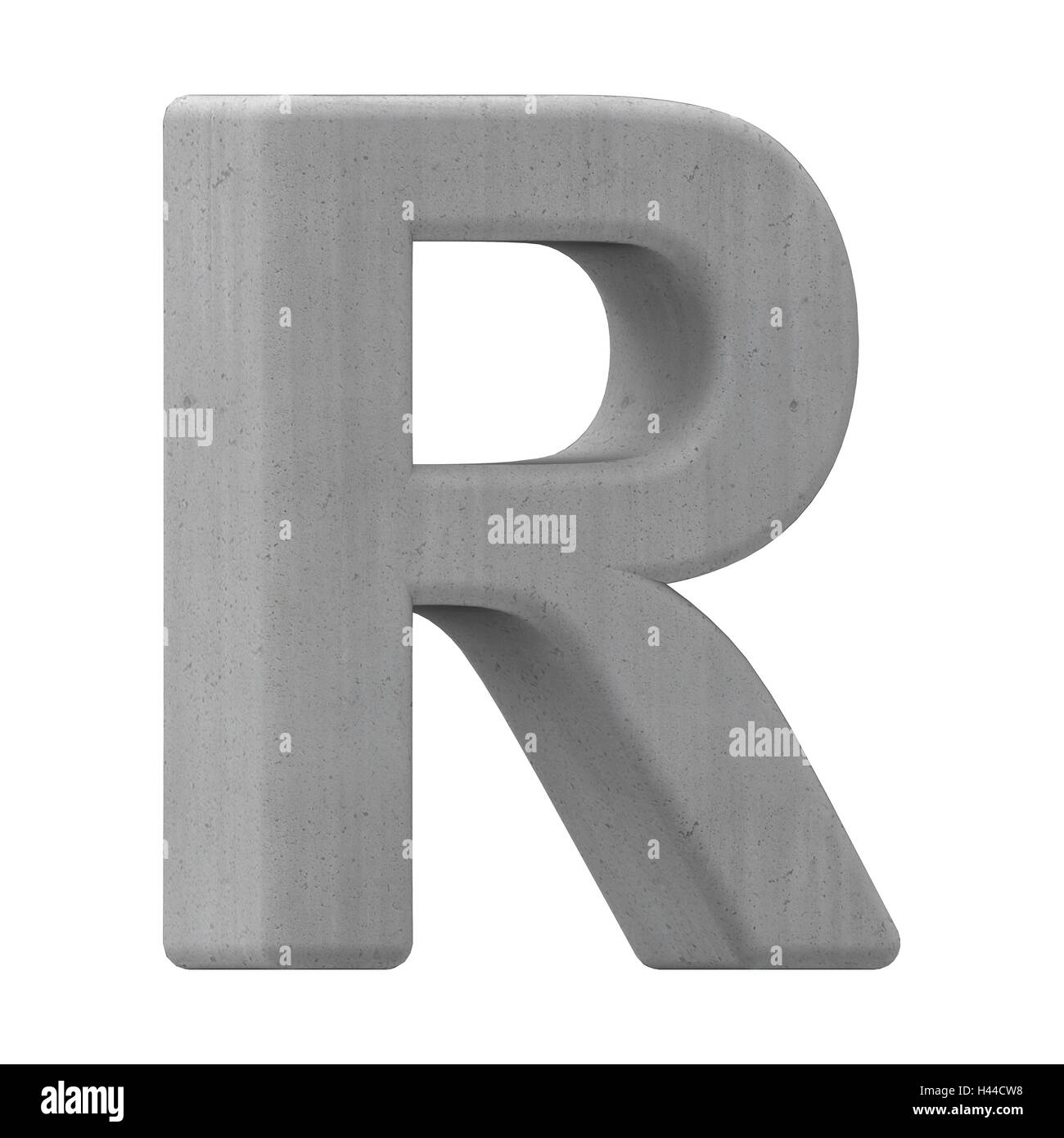 left leaning 3d gray concrete letter R, 3D rendering graphic isolated ...
