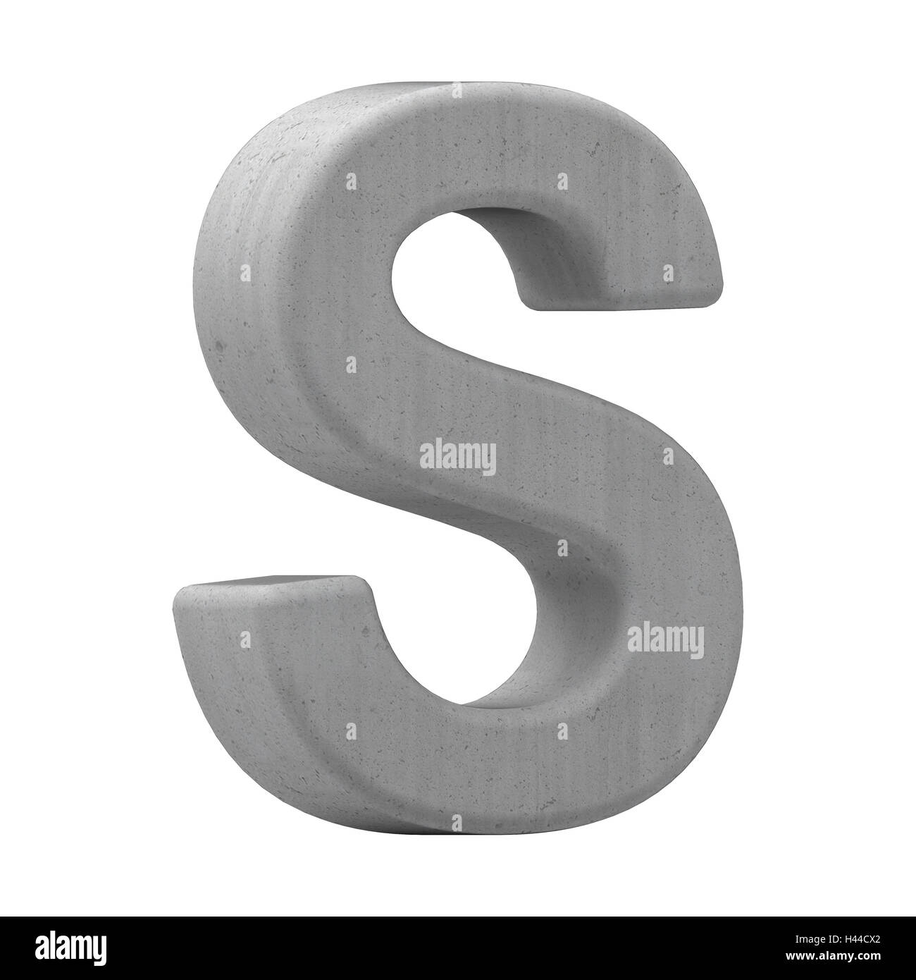 left leaning 3d gray concrete letter S, 3D rendering graphic isolated ...