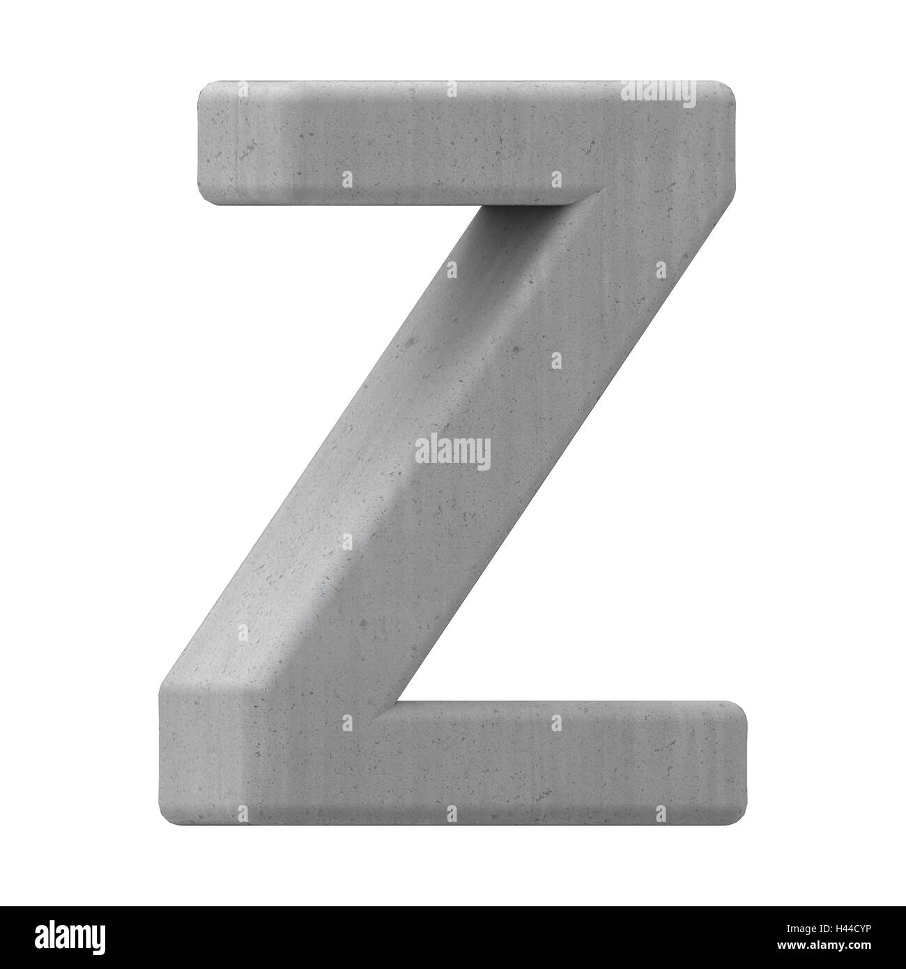 left leaning 3d gray concrete letter Z, 3D rendering graphic isolated ...