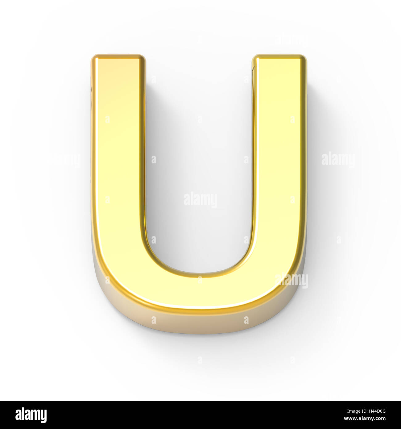 3d Matte gold font U, 3D rendering graphic isolated white background ...