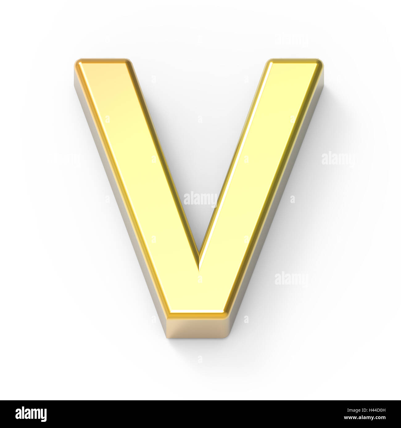 3d Matte gold font V, 3D rendering graphic isolated white background ...