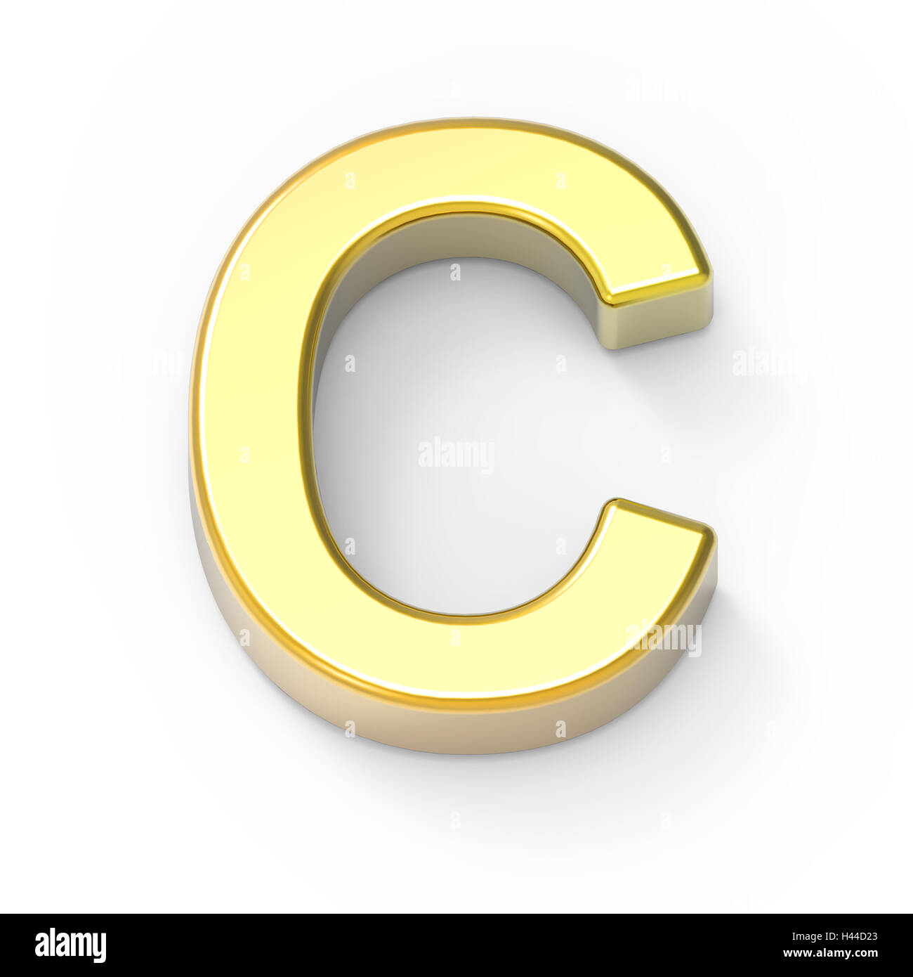 3d Matte gold font C, 3D rendering graphic isolated white background ...