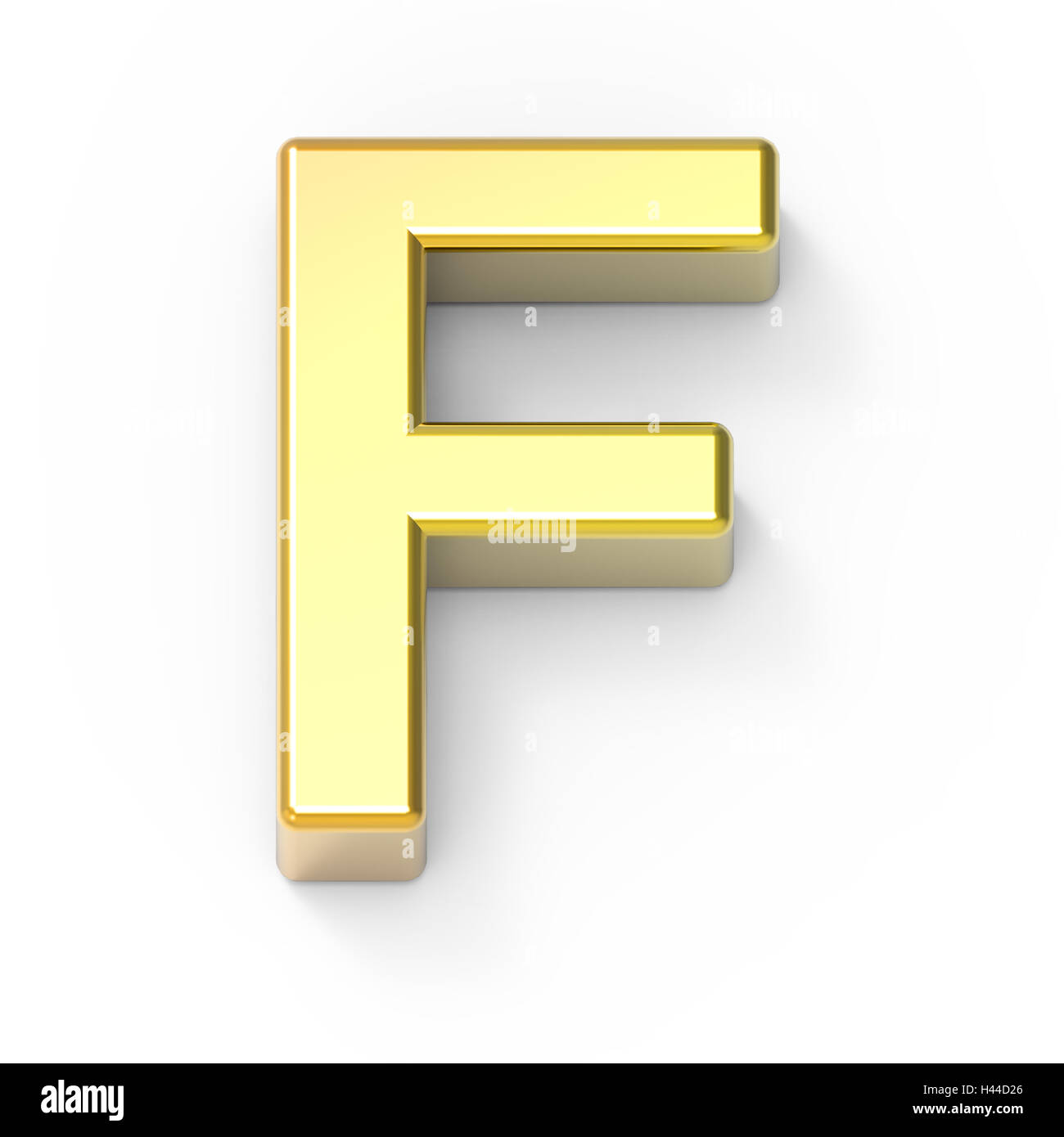 3d Matte gold font F, 3D rendering graphic isolated white background ...