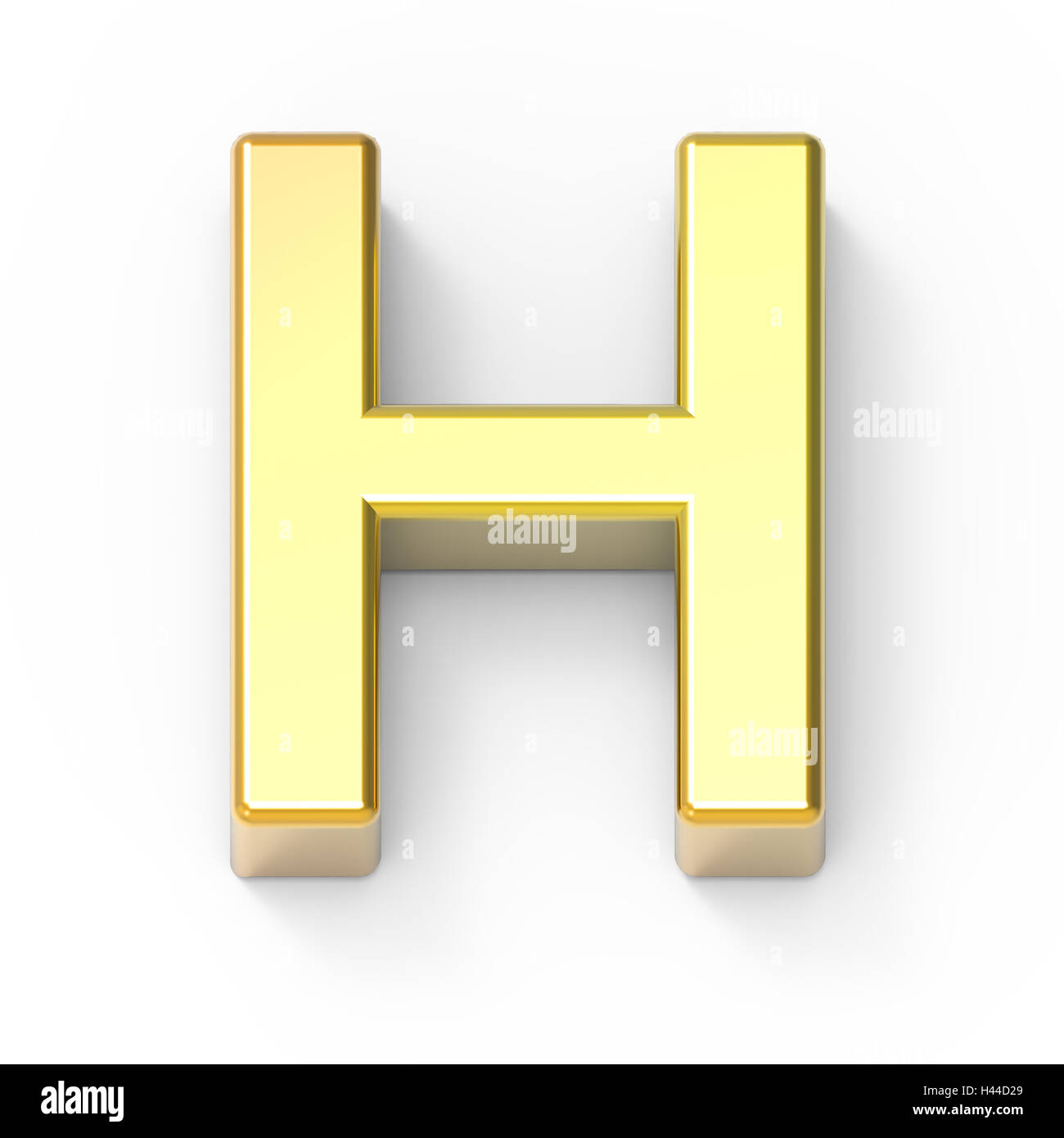 3d Matte gold font H, 3D rendering graphic isolated white background ...