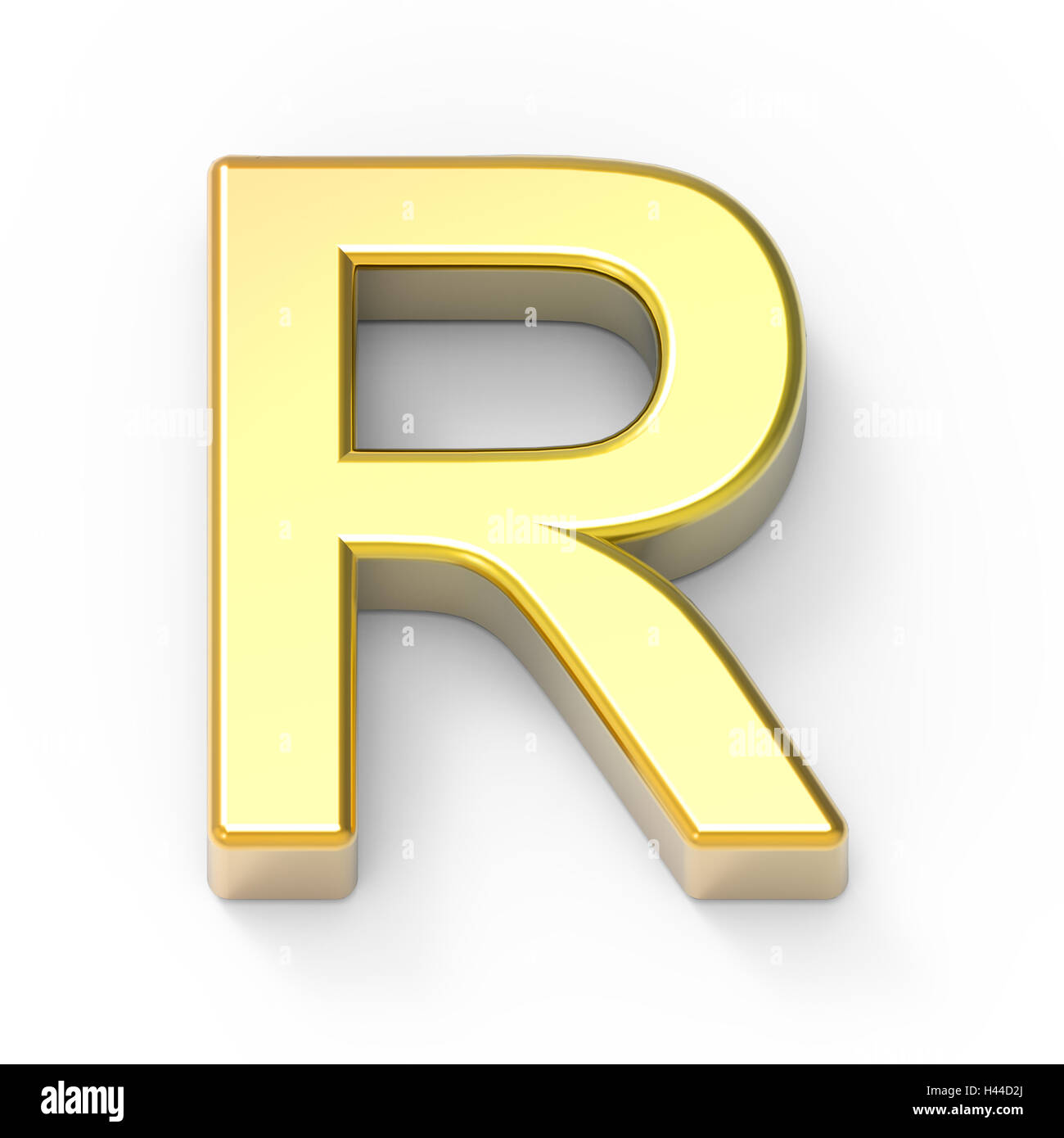 3d Matte gold font R, 3D rendering graphic isolated white background ...