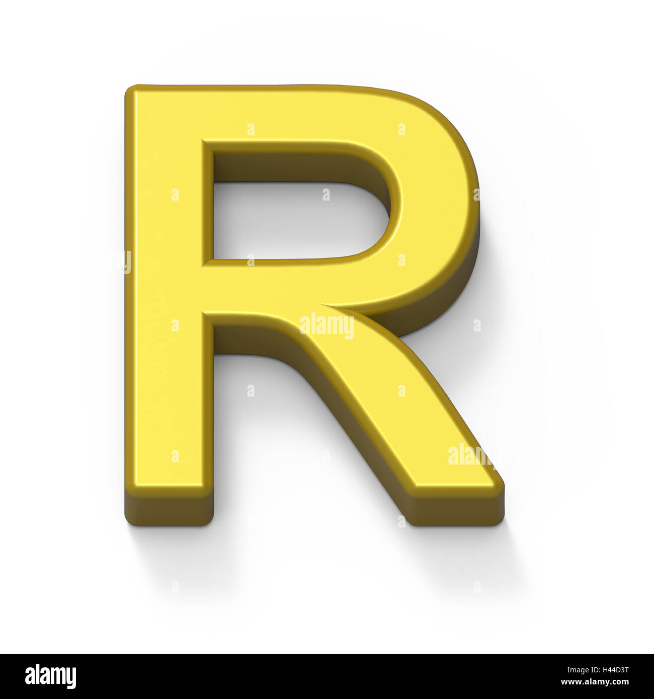 3d Matte gold font R, 3D rendering graphic isolated white background ...