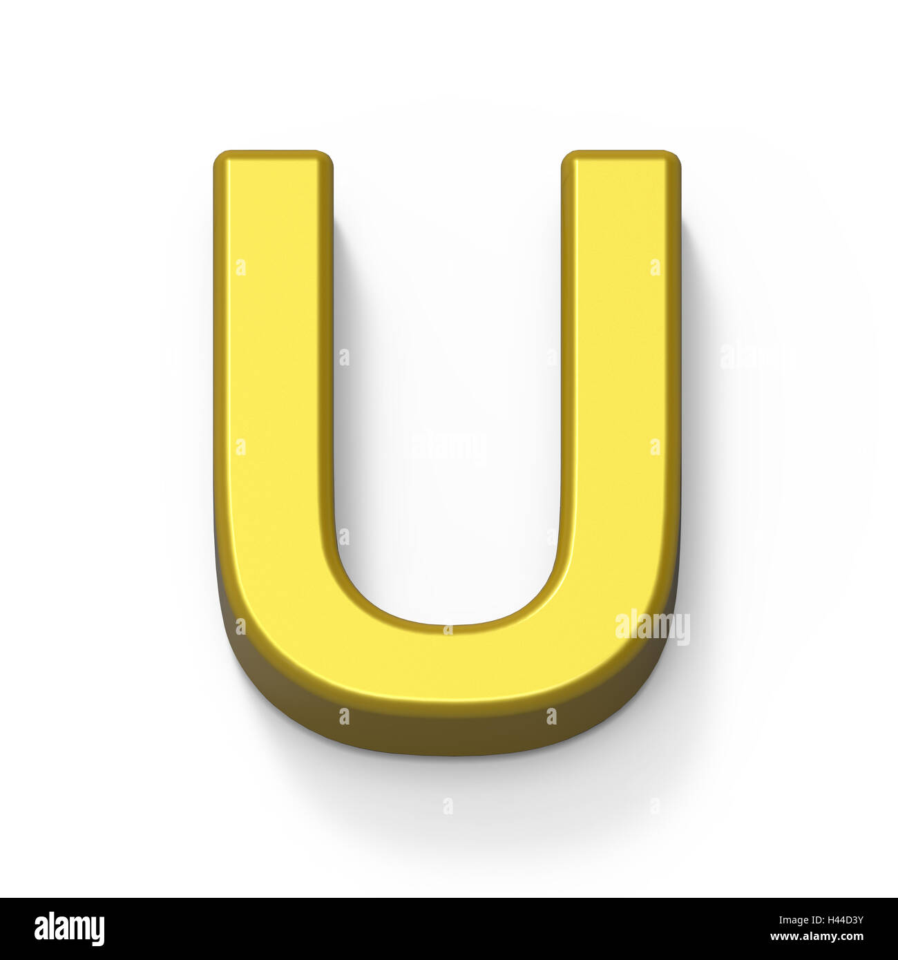 3d Matte gold font U, 3D rendering graphic isolated white background ...