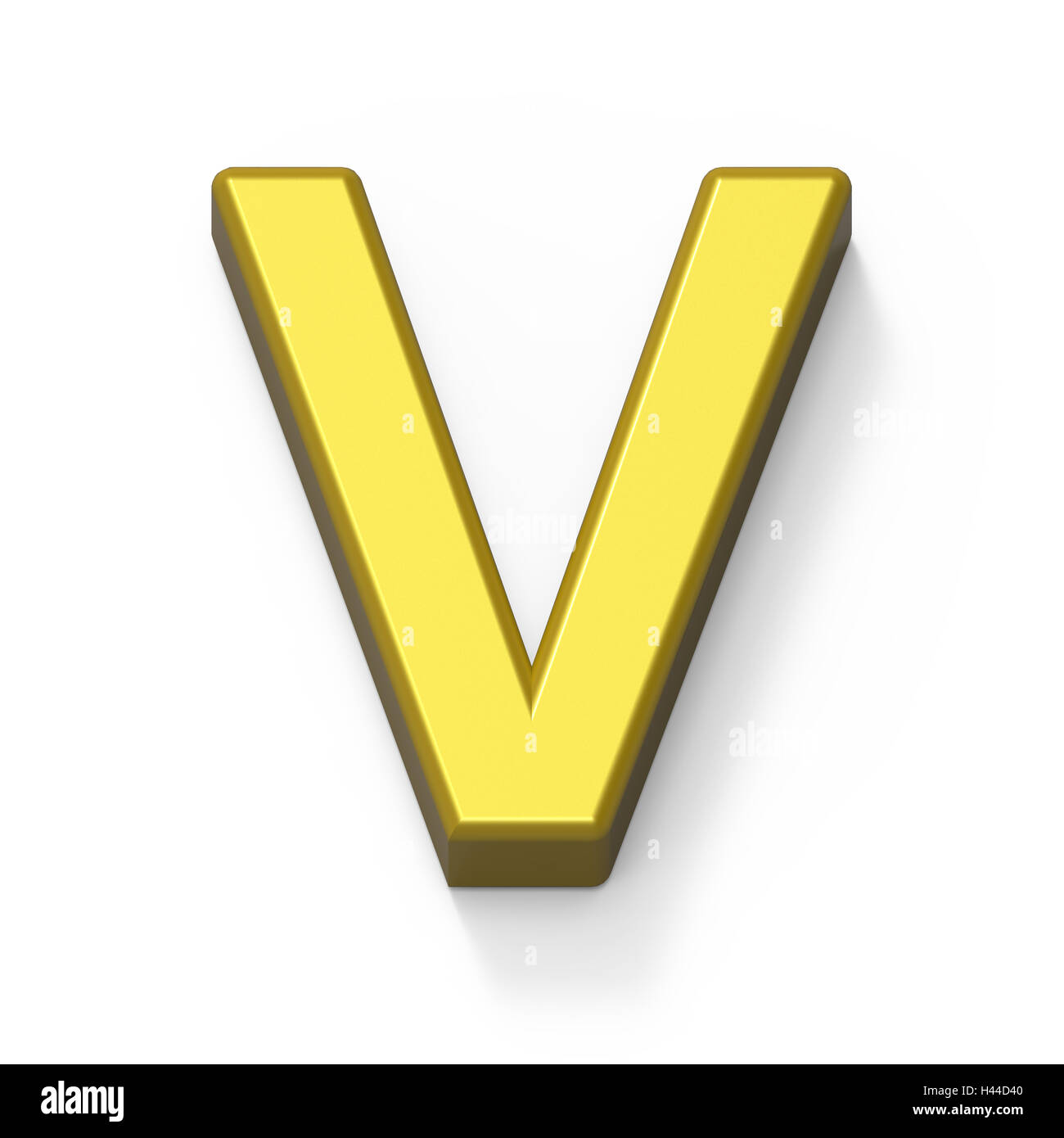 3d Matte gold font V, 3D rendering graphic isolated white background ...