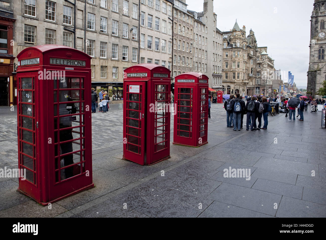 Great Britain, Scotland, city Edinburgh, Edinburgh, telephone boxes ...