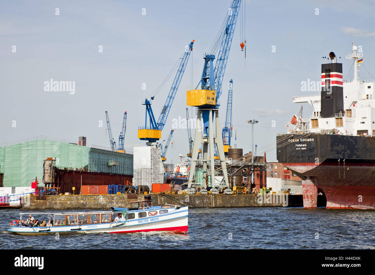 Germany, Hamburg, docks, ships, cranes, holiday ship Stock Photo - Alamy