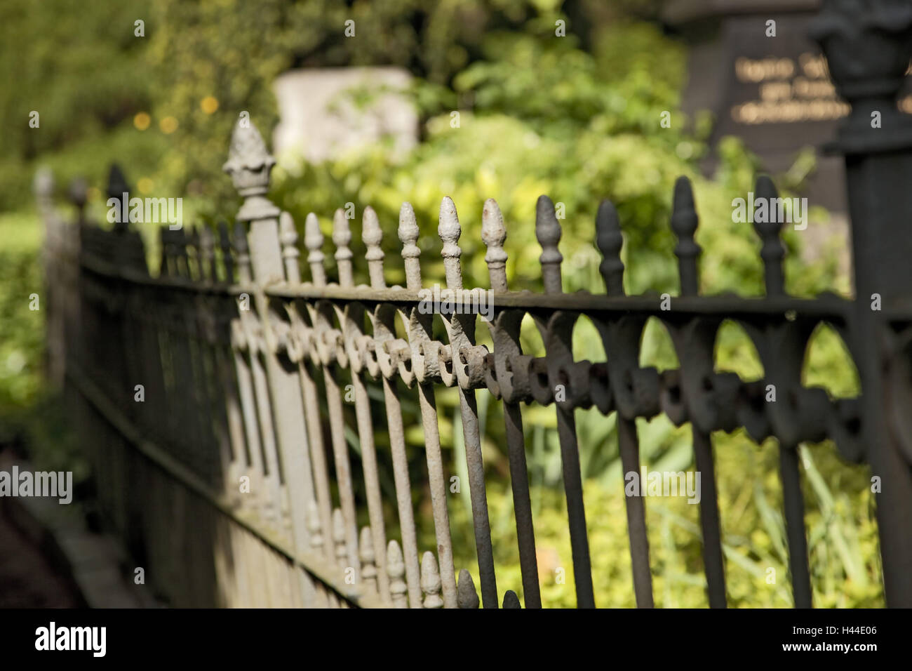 Cemetery, iron fence, detail Stock Photo - Alamy