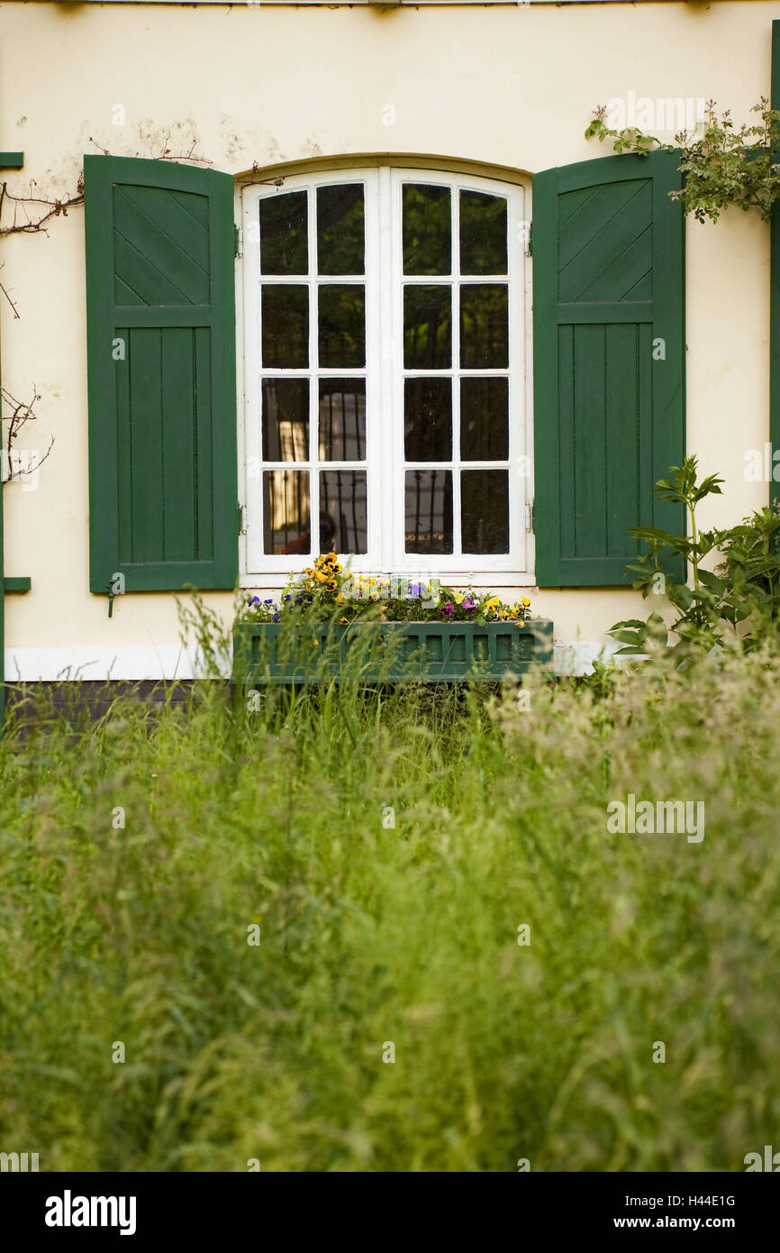 House facade, detail, window, floral decoration Stock Photo - Alamy