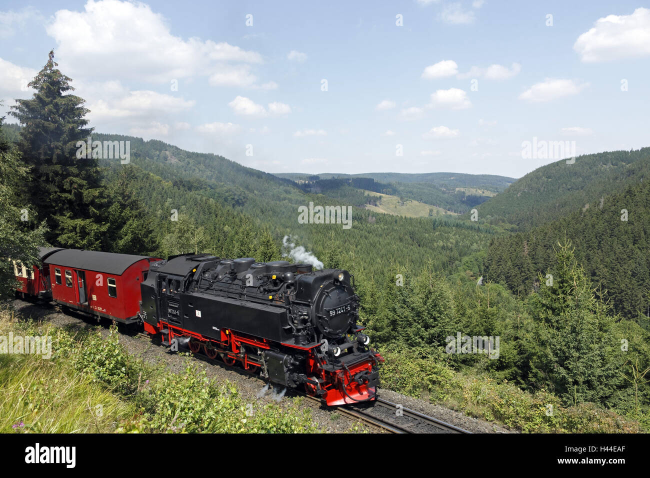 Rice train, steam locomotive, resinous-across trajectory and lump ...
