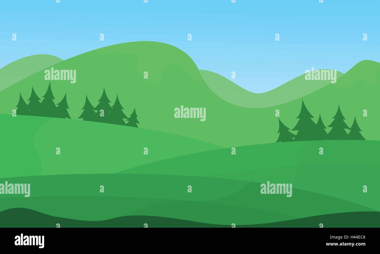 Hill beautiful scenery vector flat Stock Vector Image & Art - Alamy