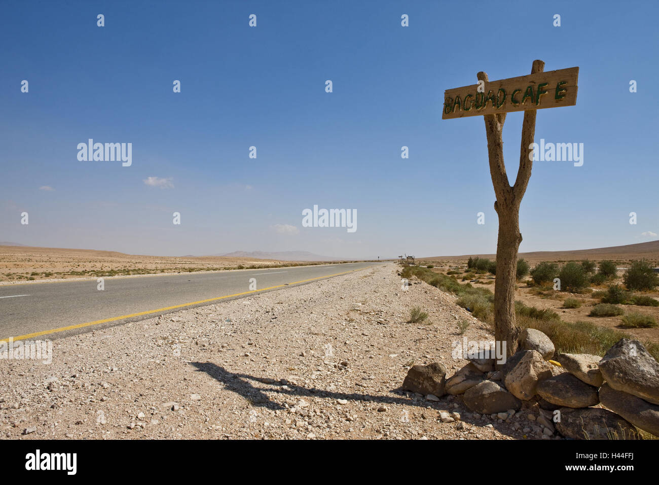 Syria, close Damascus, roadside, sign 'Bagdad cafe' Stock Photo - Alamy