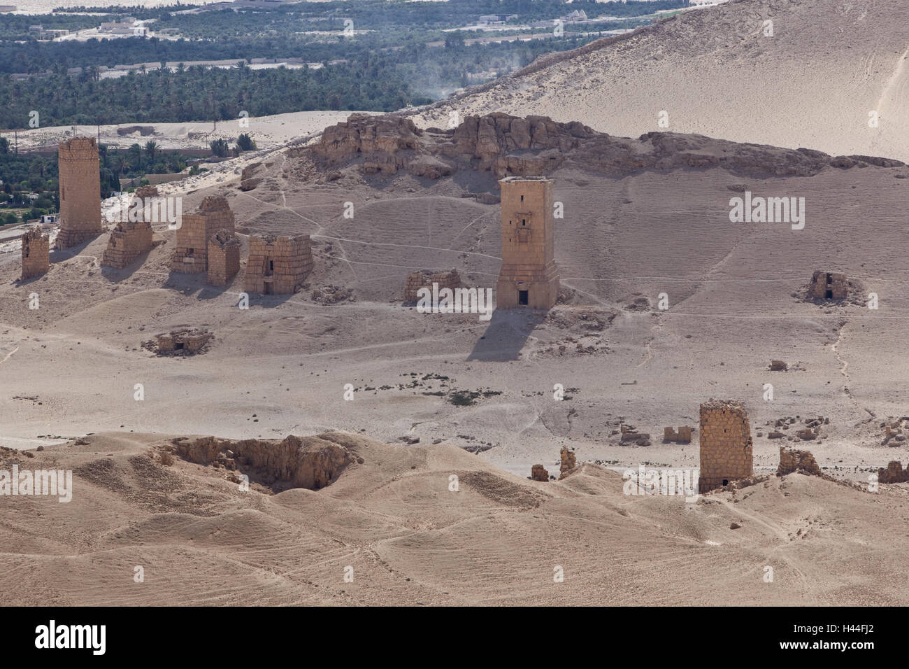 Syria, Palmyra, west necropolis, tomb towers Stock Photo - Alamy