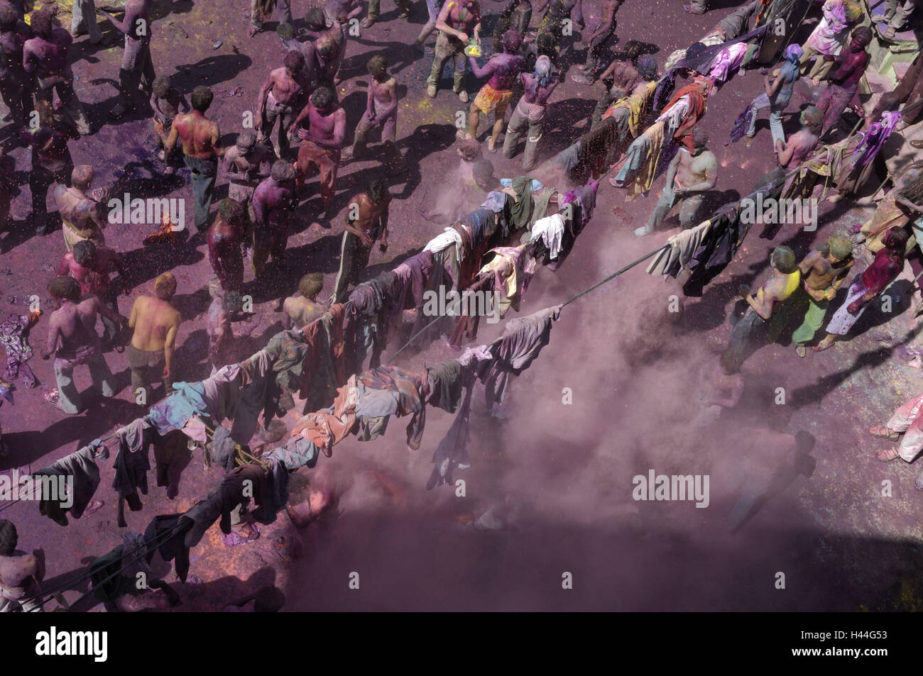 India, Rajasthan, Pushkar, feast, Holi festival, person, colour powder ...