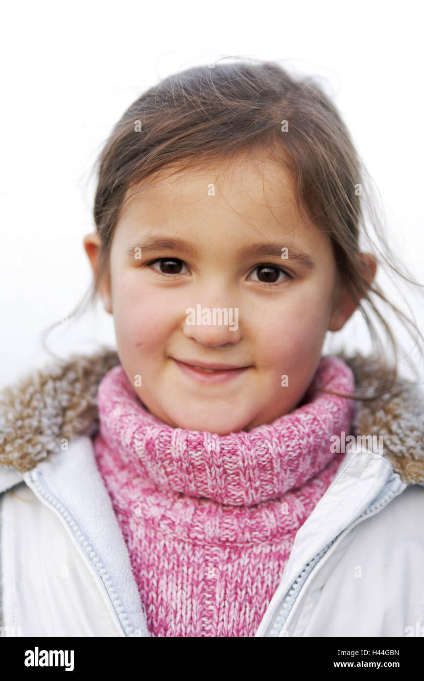 Girls, roll neck sweater, portrait, person, child, brunette, knitted ...