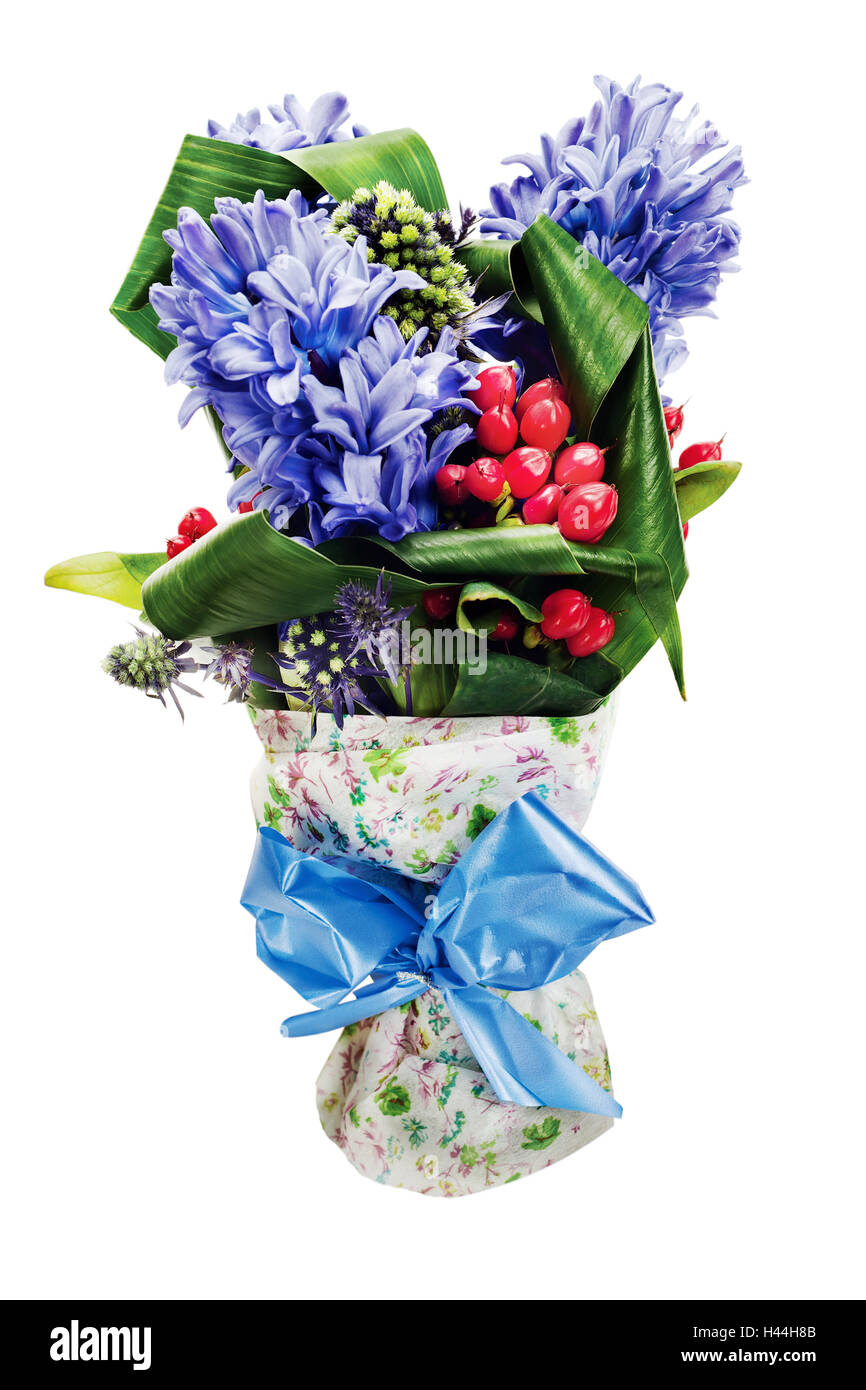 Colorful bouquet from hyacinth flowers arrangement centerpiece isolated ...