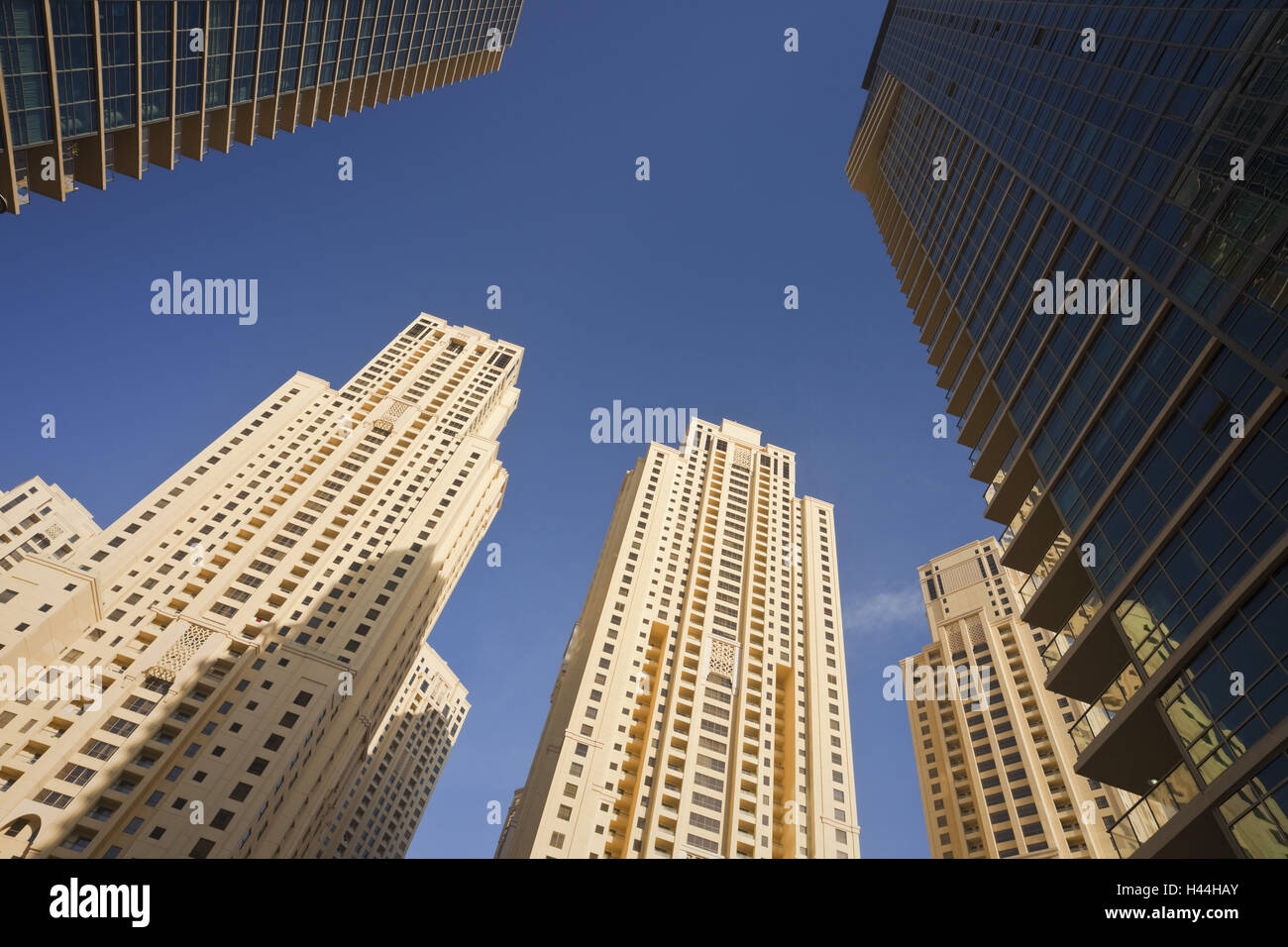 United Arab Emirates, Dubai, Dubai Marina, high rises, detail Stock ...