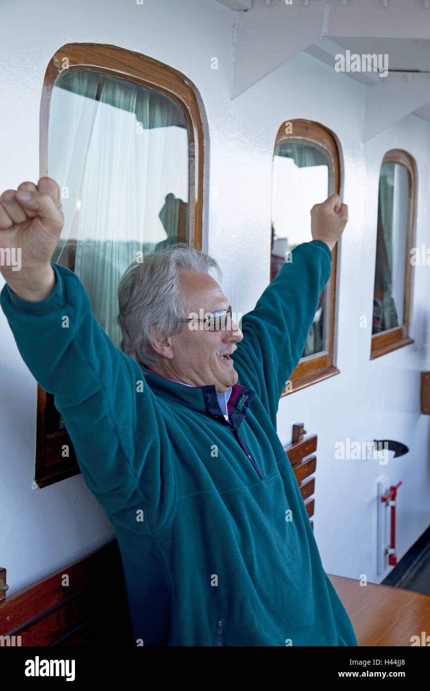 Man, boat, stretch, loll about, portrait Stock Photo - Alamy