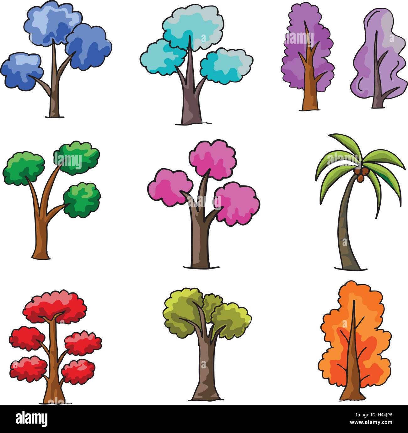 Doodle of tree different collection Stock Vector Image & Art - Alamy