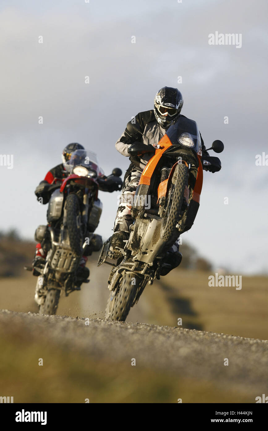 Motorcyclist, KTM and BMW, Enduros, Wheelie Stock Photo - Alamy