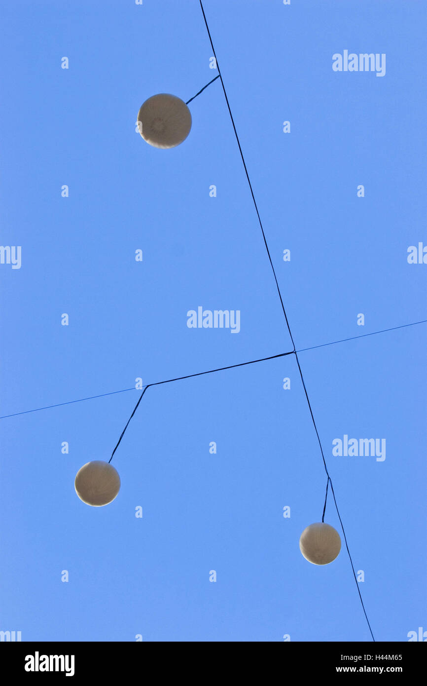 Cable, lamps, from below Stock Photo - Alamy