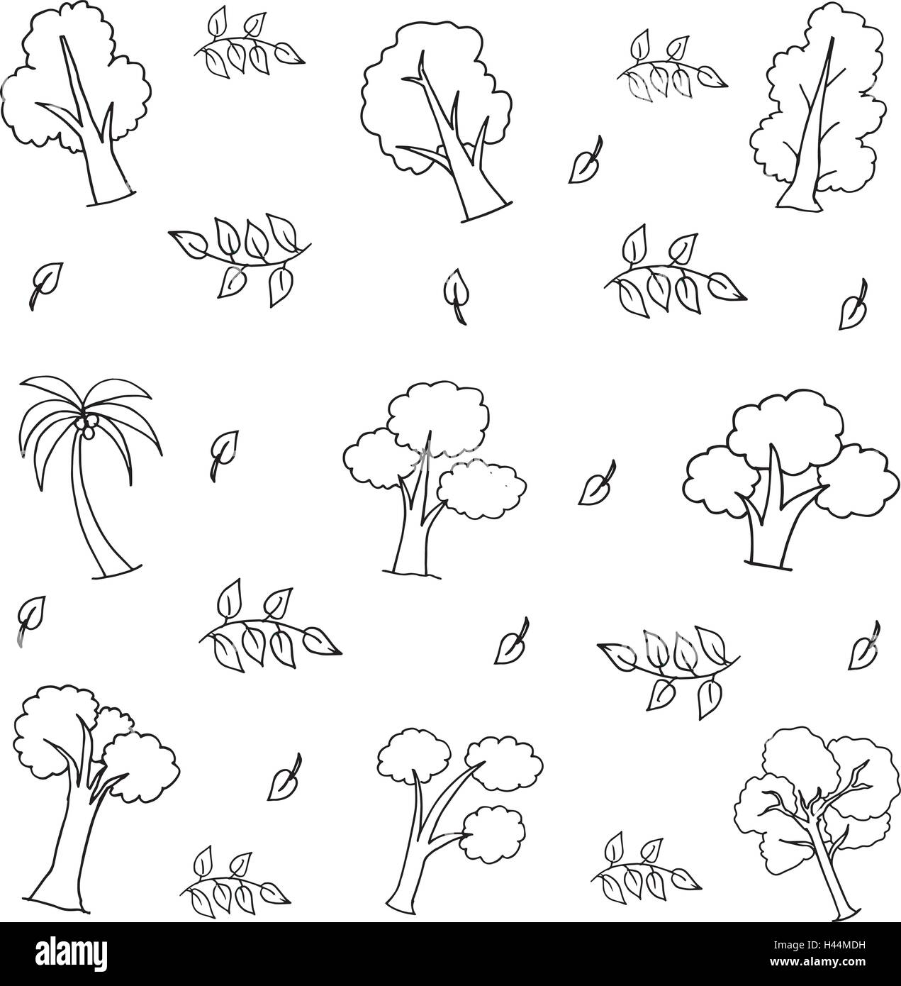Hand draw various tree on doodles Stock Vector Image & Art - Alamy