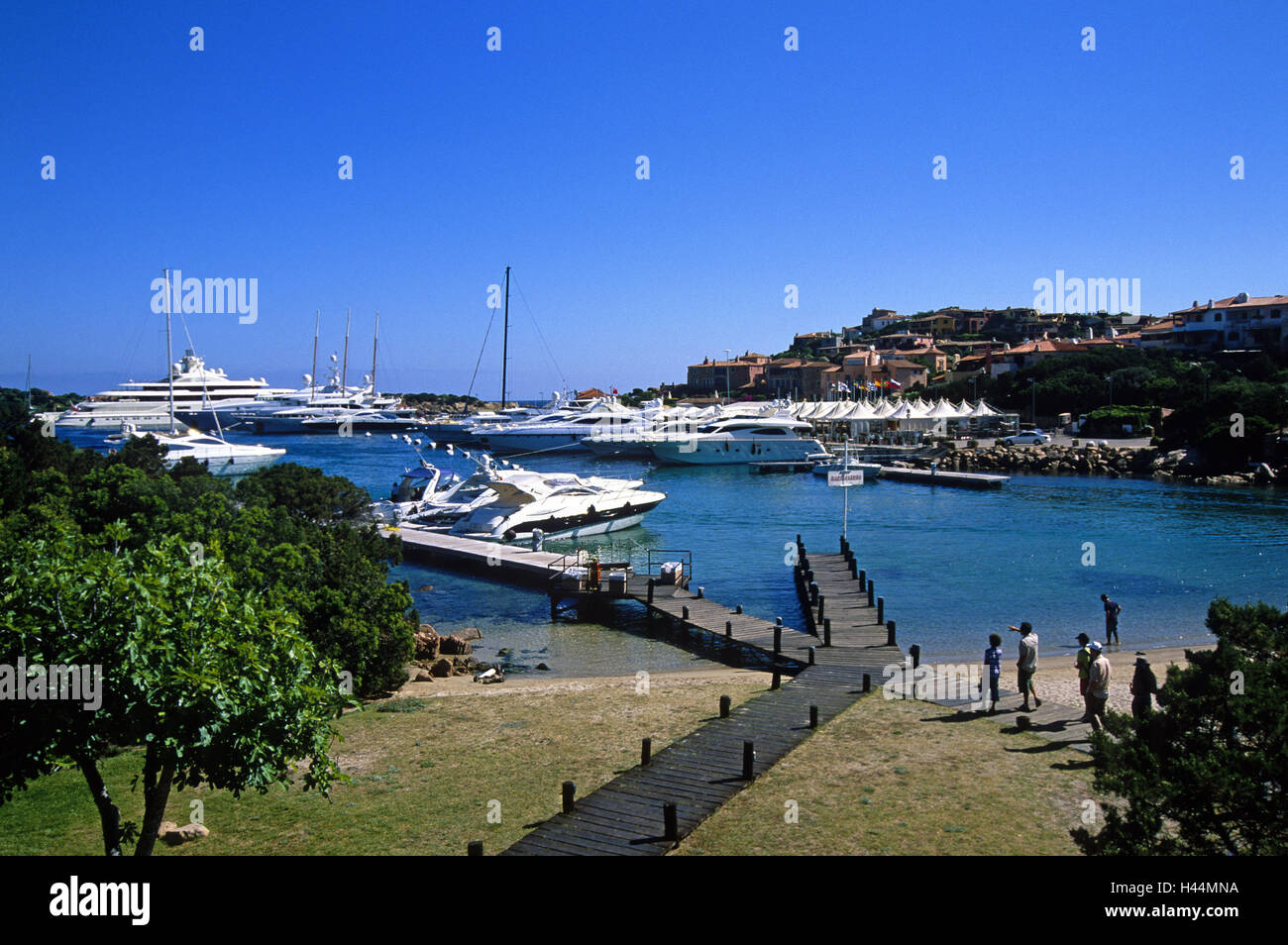 Italy, island Sardinia, postage Cervo, Marina Sardo, yachts, bridge ...