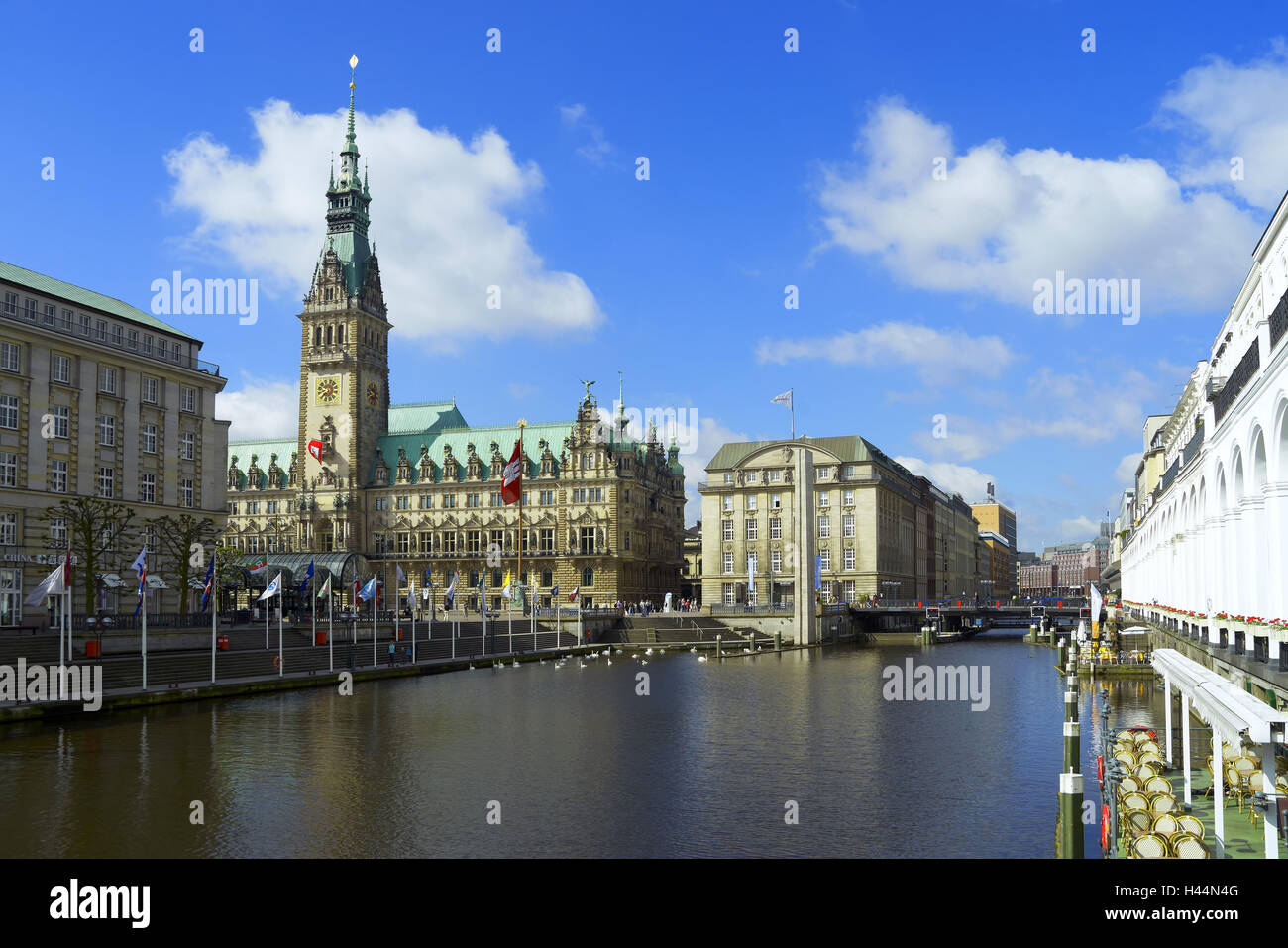 Germany, Hamburg, city hall, Alster arcades, the Small Alster Stock ...