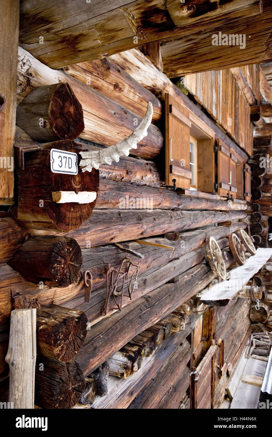 Alpine hut, facade, detail, ornamental objects Stock Photo - Alamy