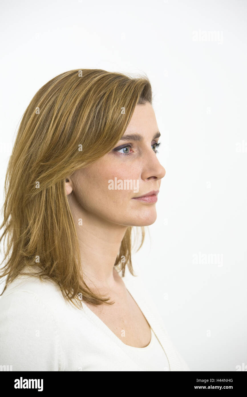 Woman, blond, portrait, side view Stock Photo - Alamy