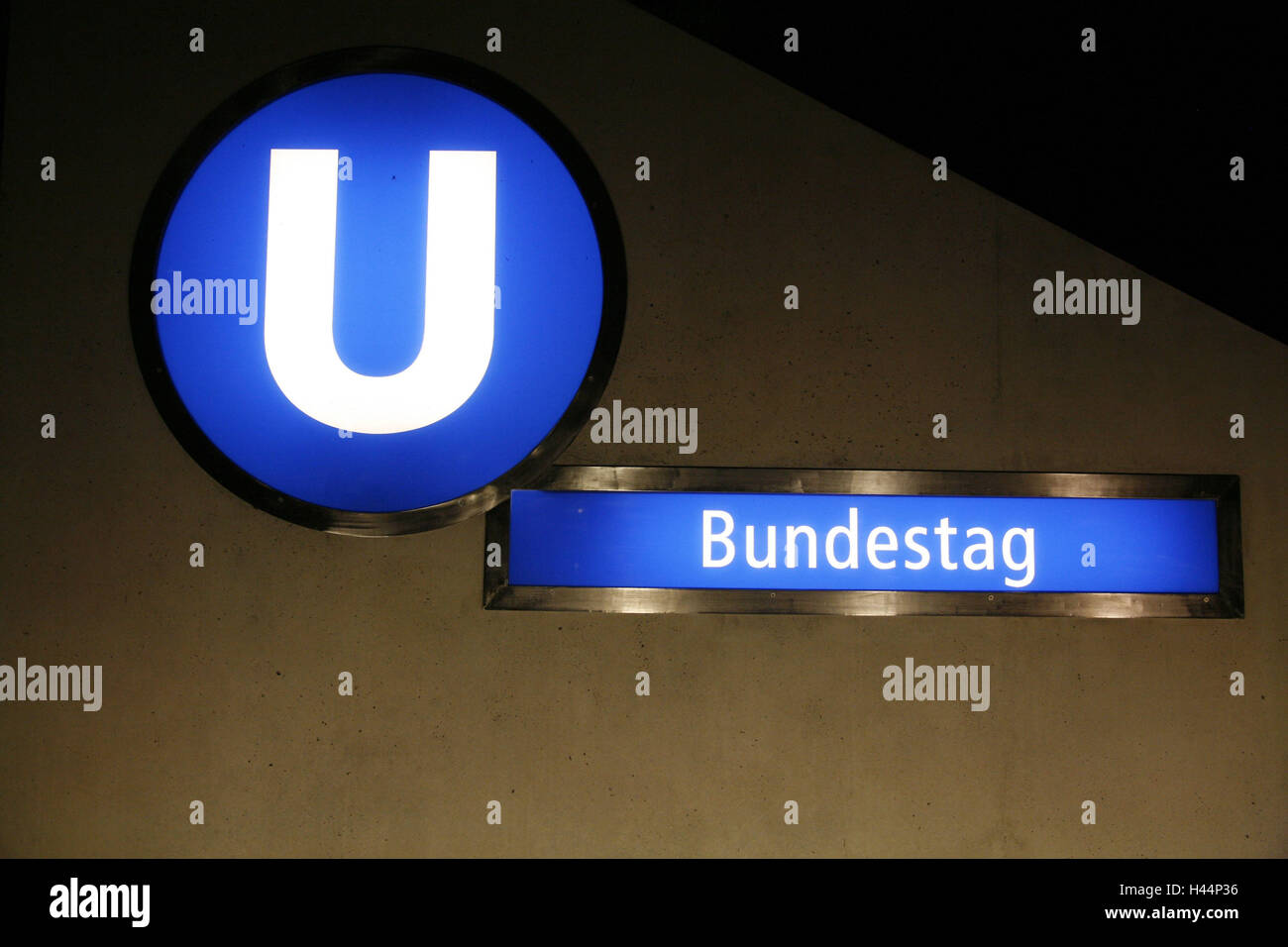 Germany, Berlin, underground station, the Bundestag, luminous signs ...