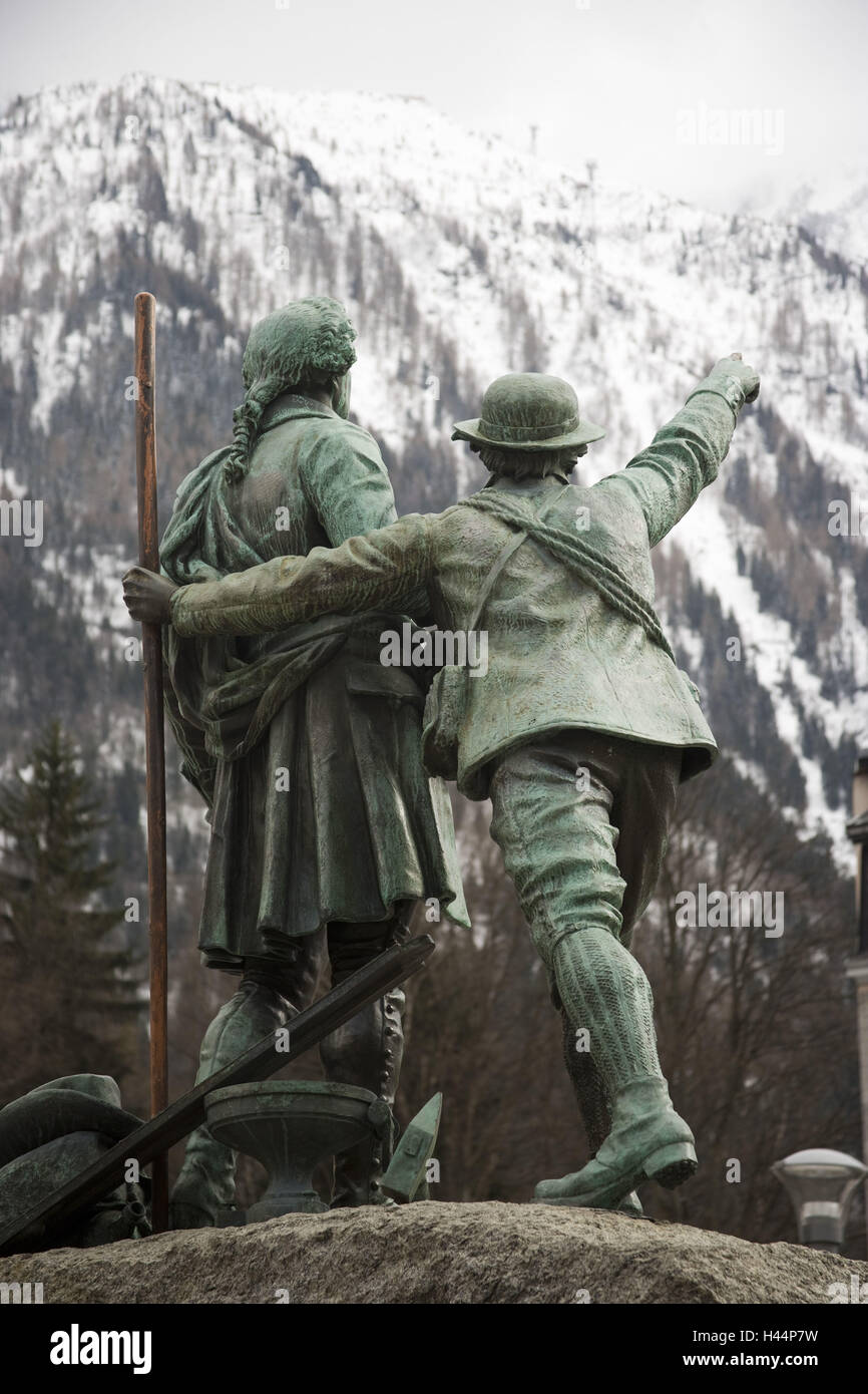 Statue Jacques Balmat and Horace-Benedict de sow's sura, Besteiger the ...