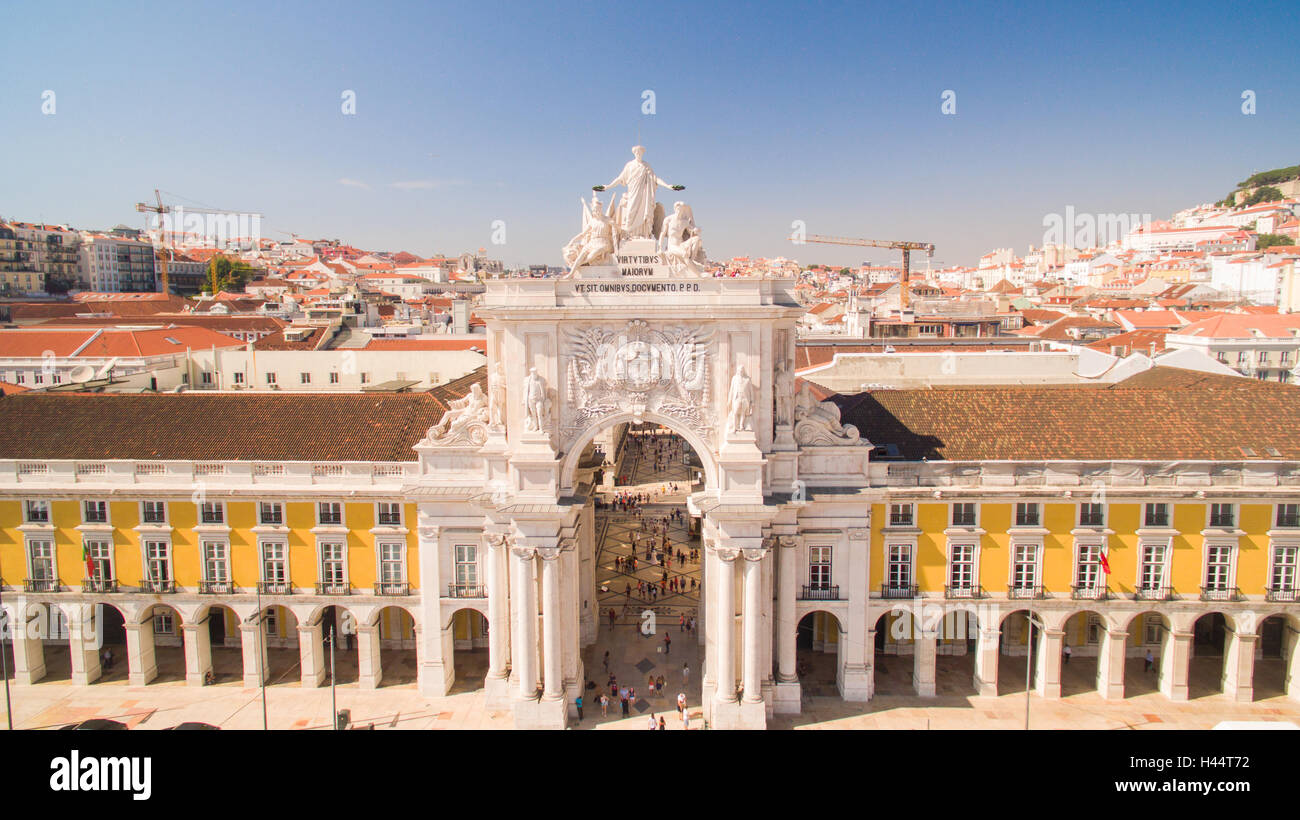 Commerce Square Praca de comercio Lisbon aerial view, 2 september 2016 ...