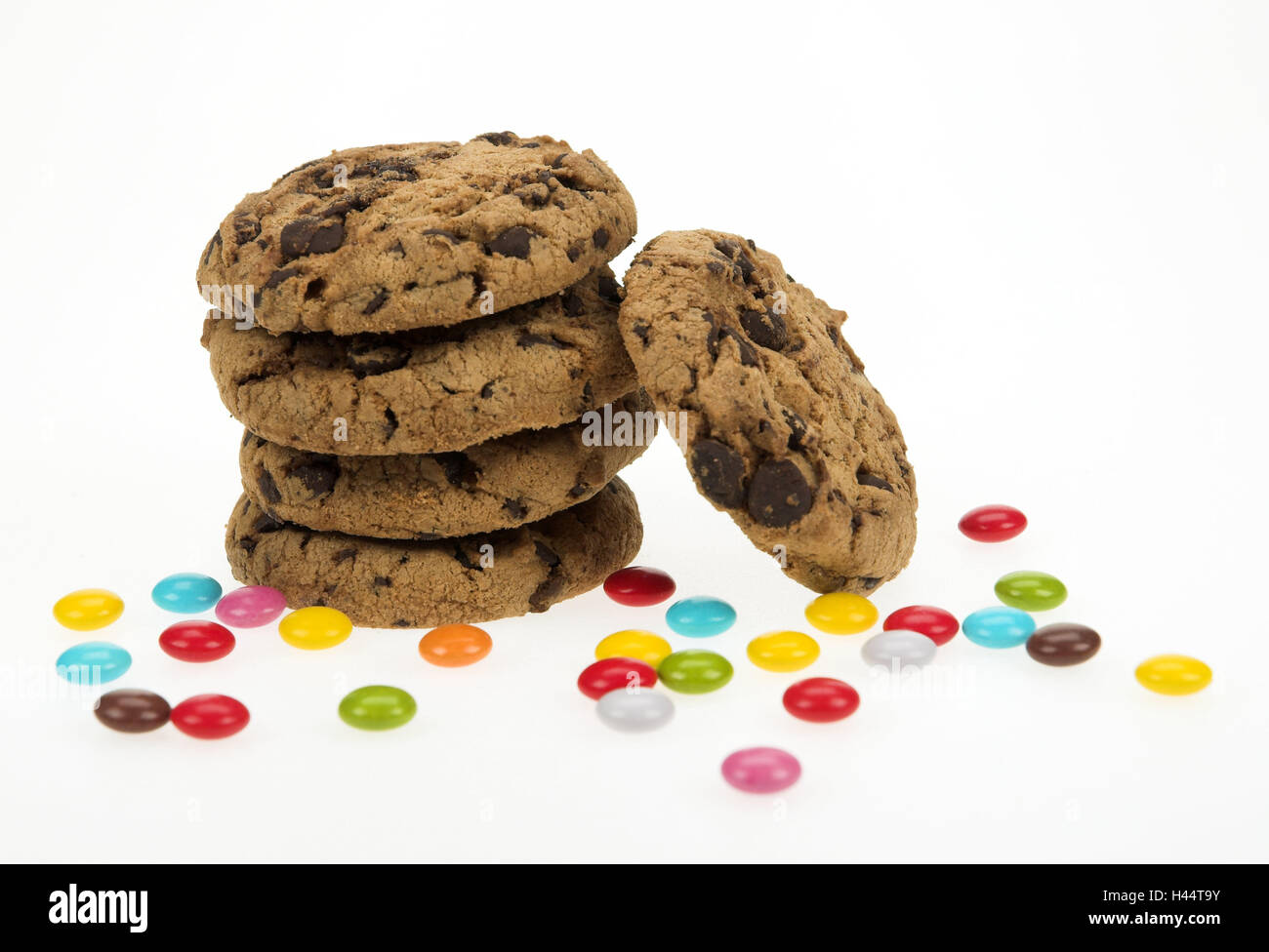 Biscuit batch, biscuits, chocolate beans, stacked, batch, tower ...