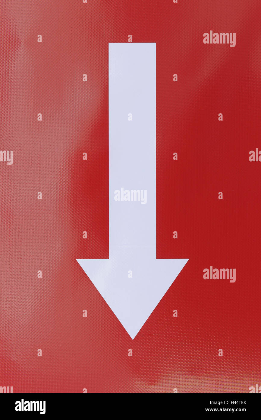 Sign, red, arrow, white Stock Photo - Alamy