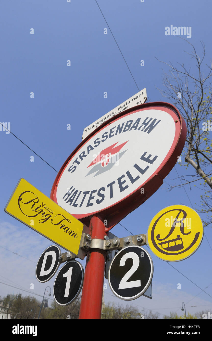 Vienna, Austria, streetcar, sign, stop Stock Photo - Alamy