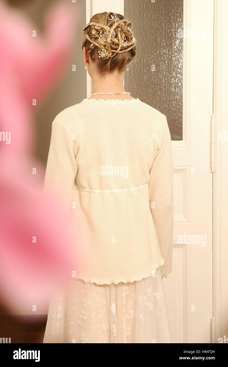 Wedding, bride, back view, detail, person, woman, high hairdo ...