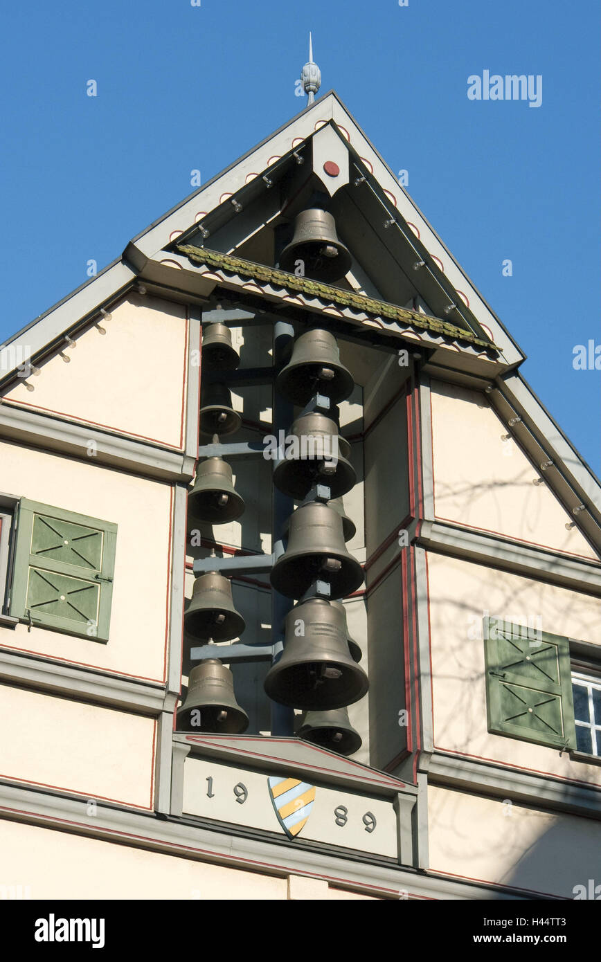 Germany, Baden-Wurttemberg, Plochingen, house facade, carillon, house, building, house facade ...